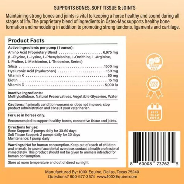 100X Equine 100X Osteo-MAX 3-in-1 Supplement - 1 Gallon | WRS
