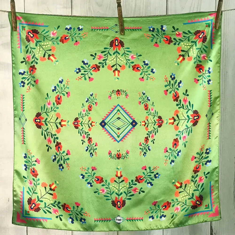 Fringe Scarves Fiesta Scarf 26" x 26" - Neon Green | WRS